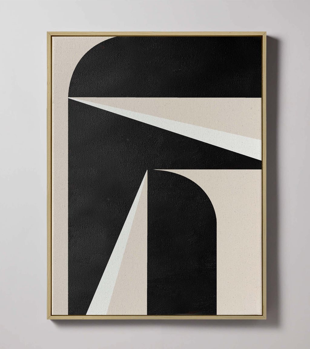 "Abstract Black & White Graphic No. 3" - Midcentury Modern Painting ...